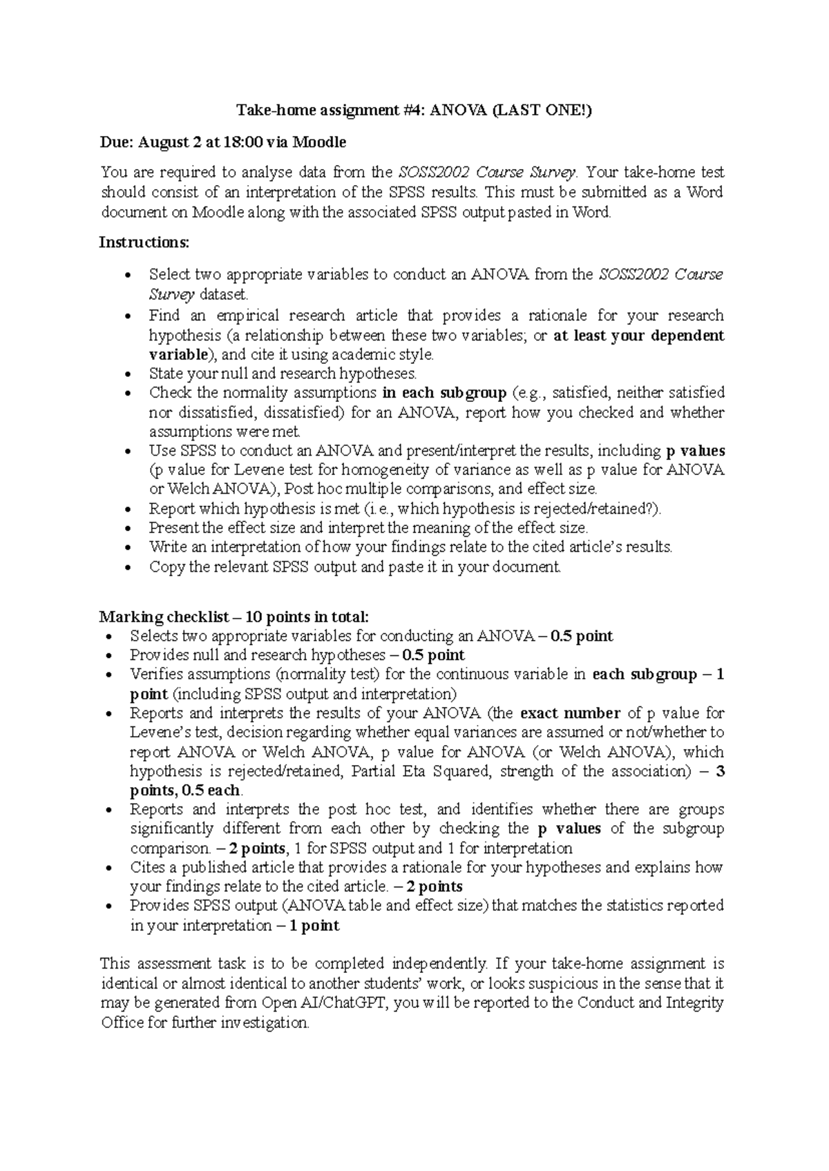 Instructions Take-Home Assignment 4 - Take-home assignment #4: ANOVA ...