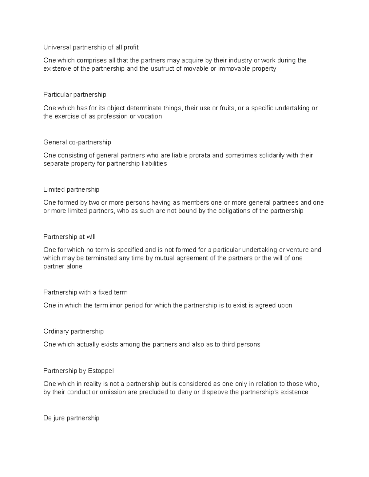 Universal partnership of all profit - Studocu