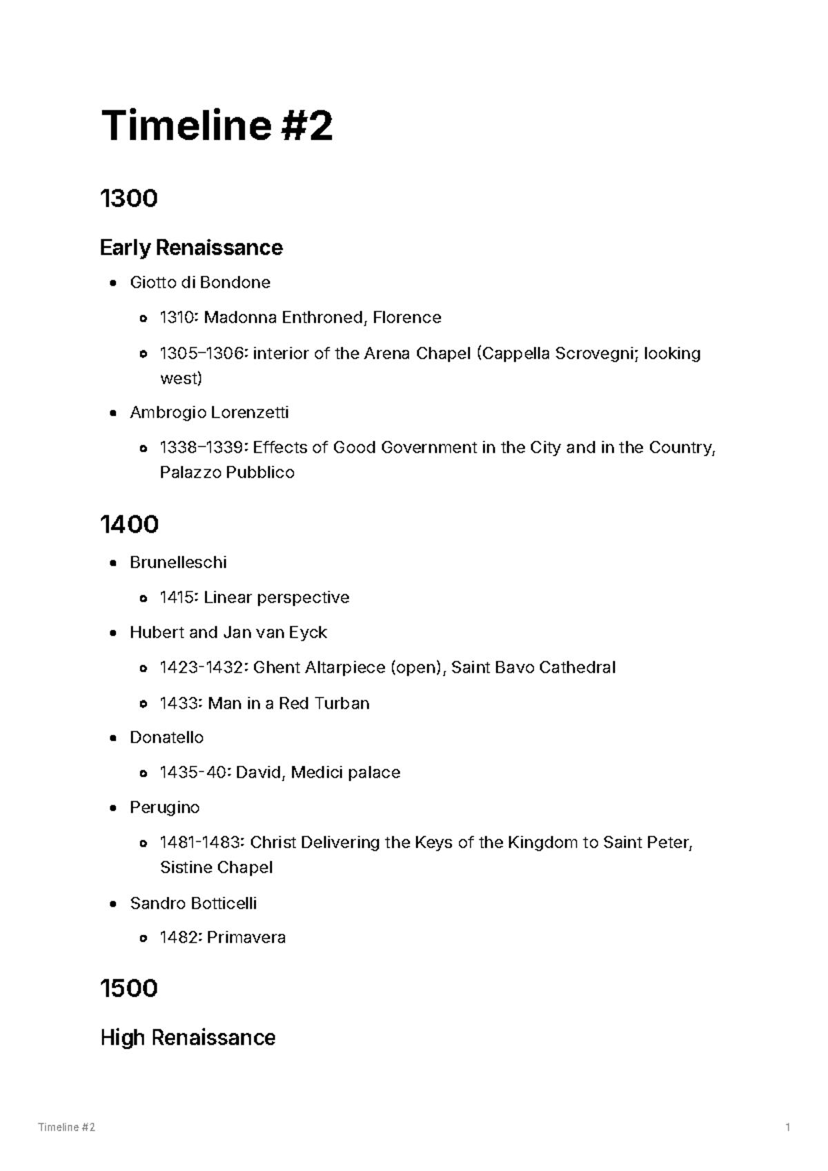 Timeline#2 - Summary Introduction to Contemporary Art - Timeline 1300 ...