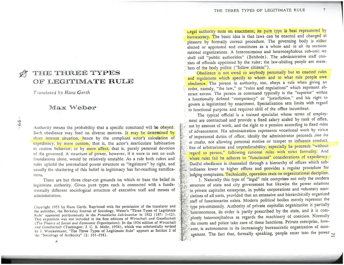 Weber Three Types Rule - ........ - Storia Delle Dottrine Politiche ...