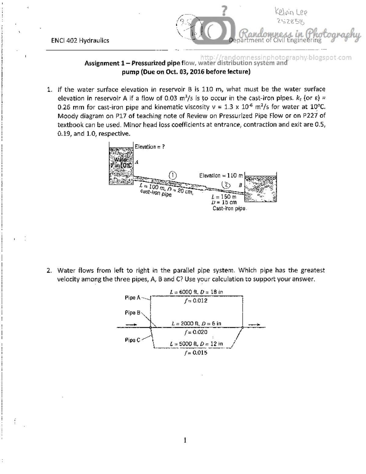 ENCI 402 Assignments (Shared) - Chemical 505 - Studocu