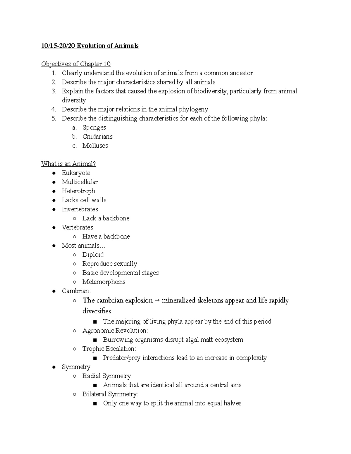 10 15-20 20 Evolution of Animals - 10/15-20/20 Evolution of Animals ...