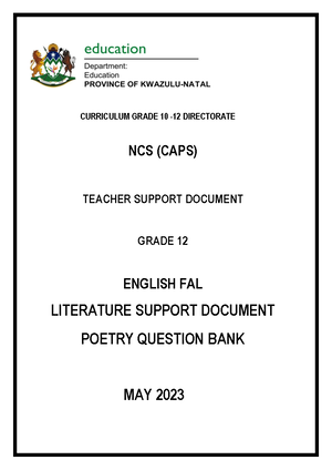 LFSC MEMO GR12 Topic TEST 1 2024 - NATIONAL SENIOR CERTIFICATE GRADE 12 ...