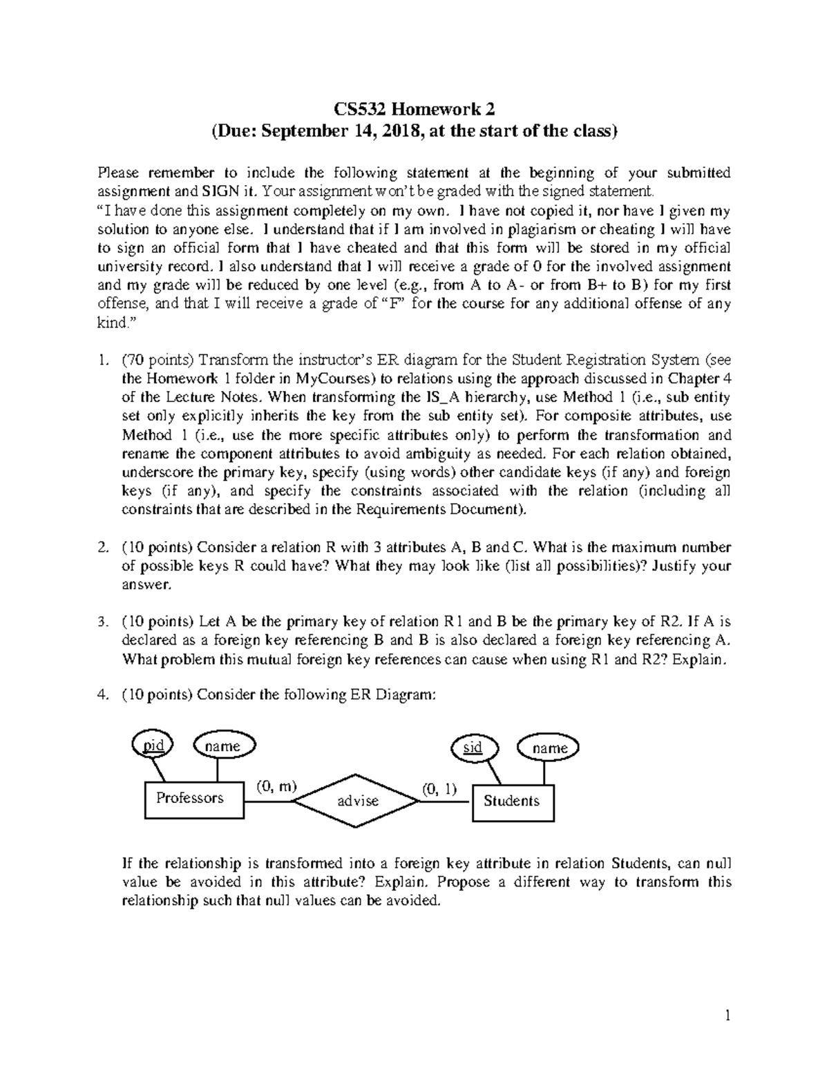 Home Work 2 Questions Homework Assignment 2 Datatabase System Under