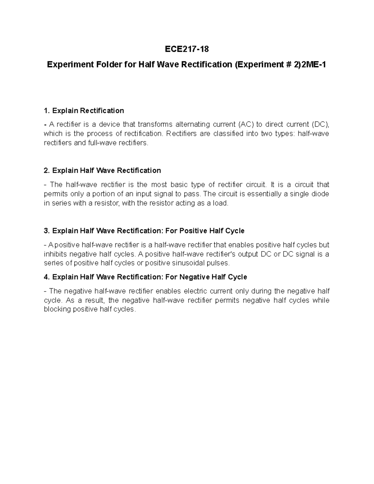 Experiment 2 - gdgdg - ECE217- Experiment Folder for Half Wave ...
