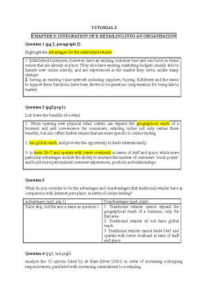 Tutorial 9 - good luck - TUTORIAL 9 CHAPTER 9: E-MALLS Question 1 pg1 ...