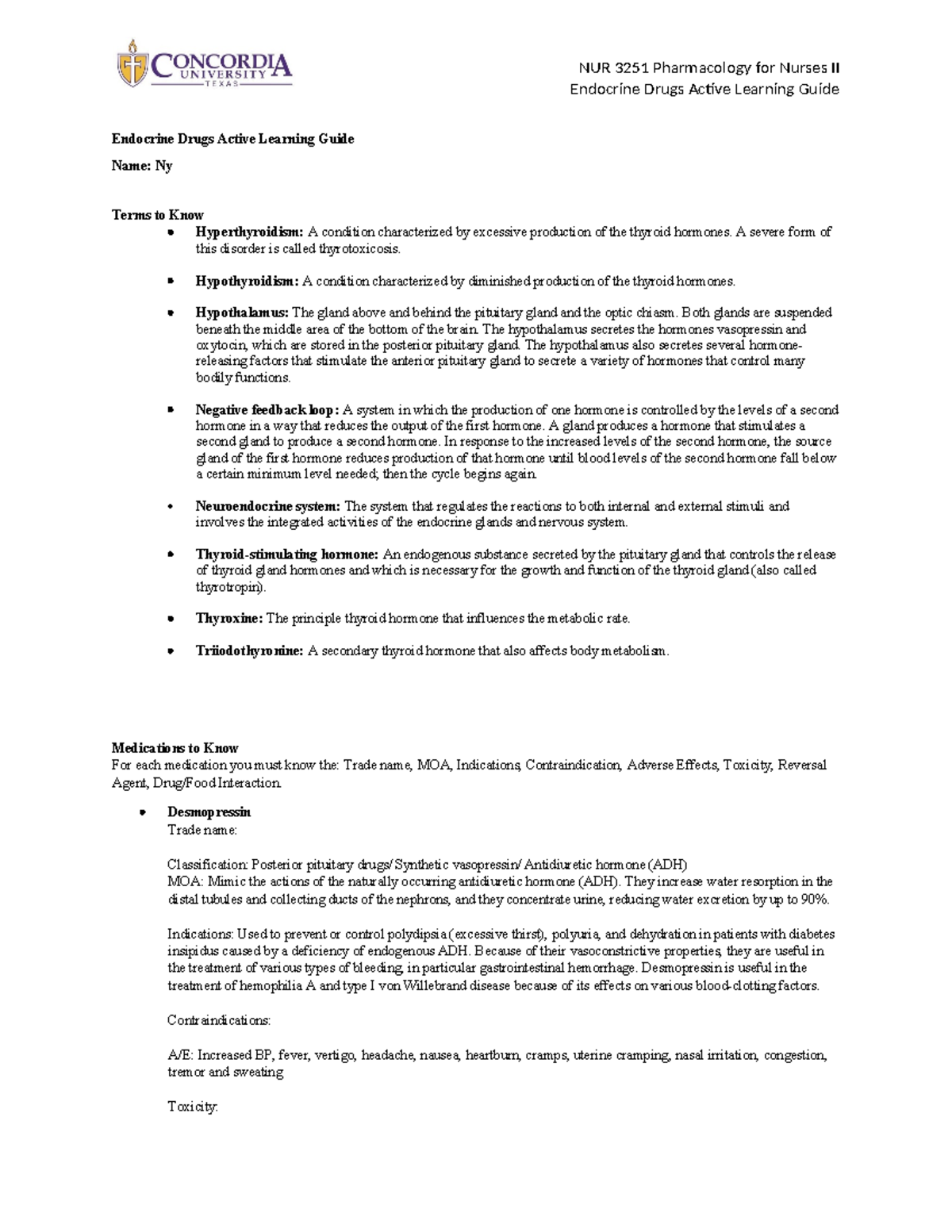 NM-Endocrine Drugs Active Learning Guide - Endocrine Drugs Active ...