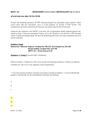 MCED7311 Revision Questions-1 - MFPC121 - NWU - Studocu