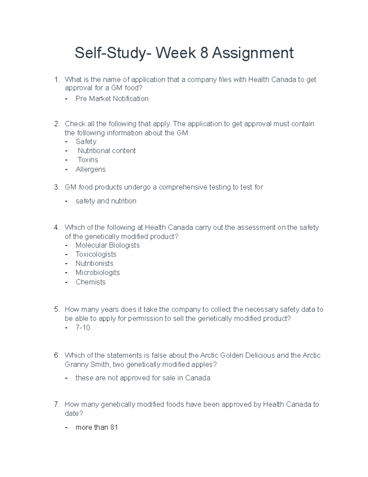 Self Study-Week 8 Assignment - Self-Study- Week 8 Assignment What is ...