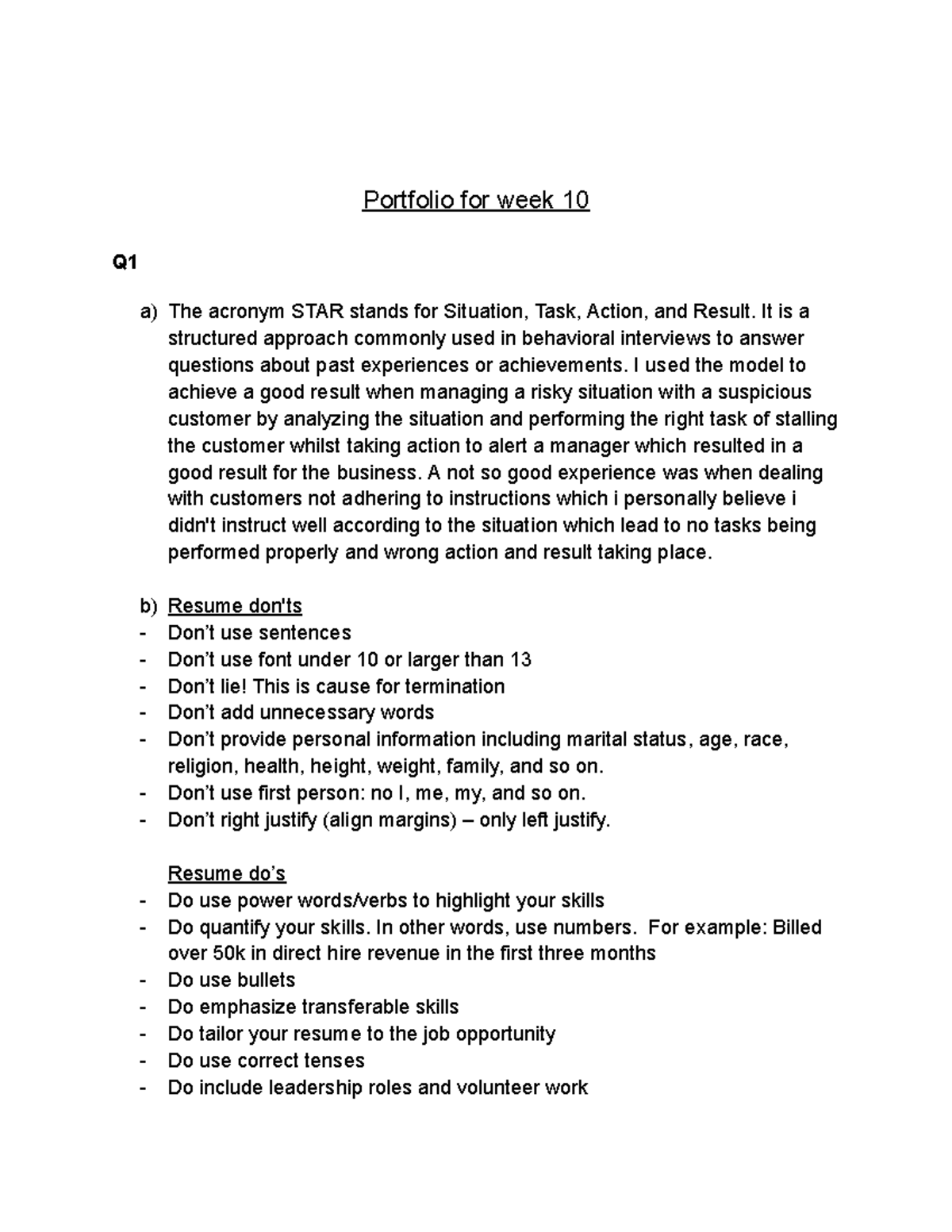 Portfolio for week 10 - It is a structured approach commonly used in ...