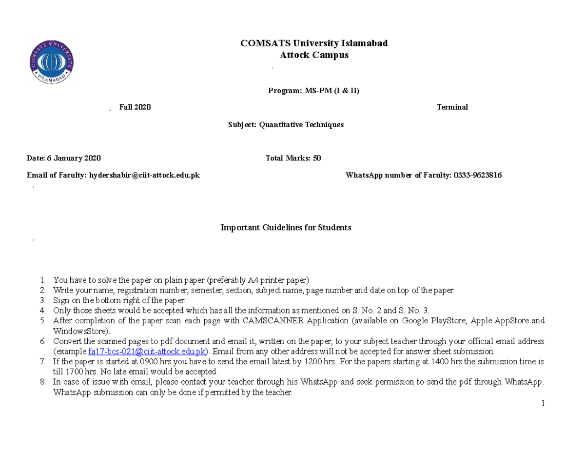 Terminal QT Qualitative Tools for research - COMSATS University ...
