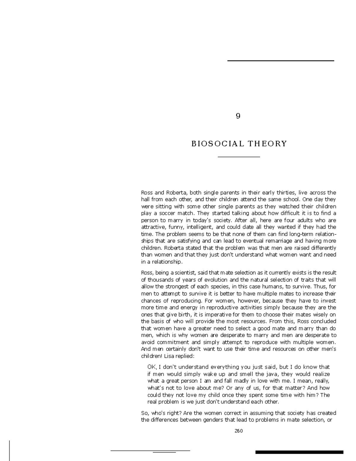 Chapter 9 Biosocial Theory - 9 B I O S O C I A L T H E O RY Ross and ...