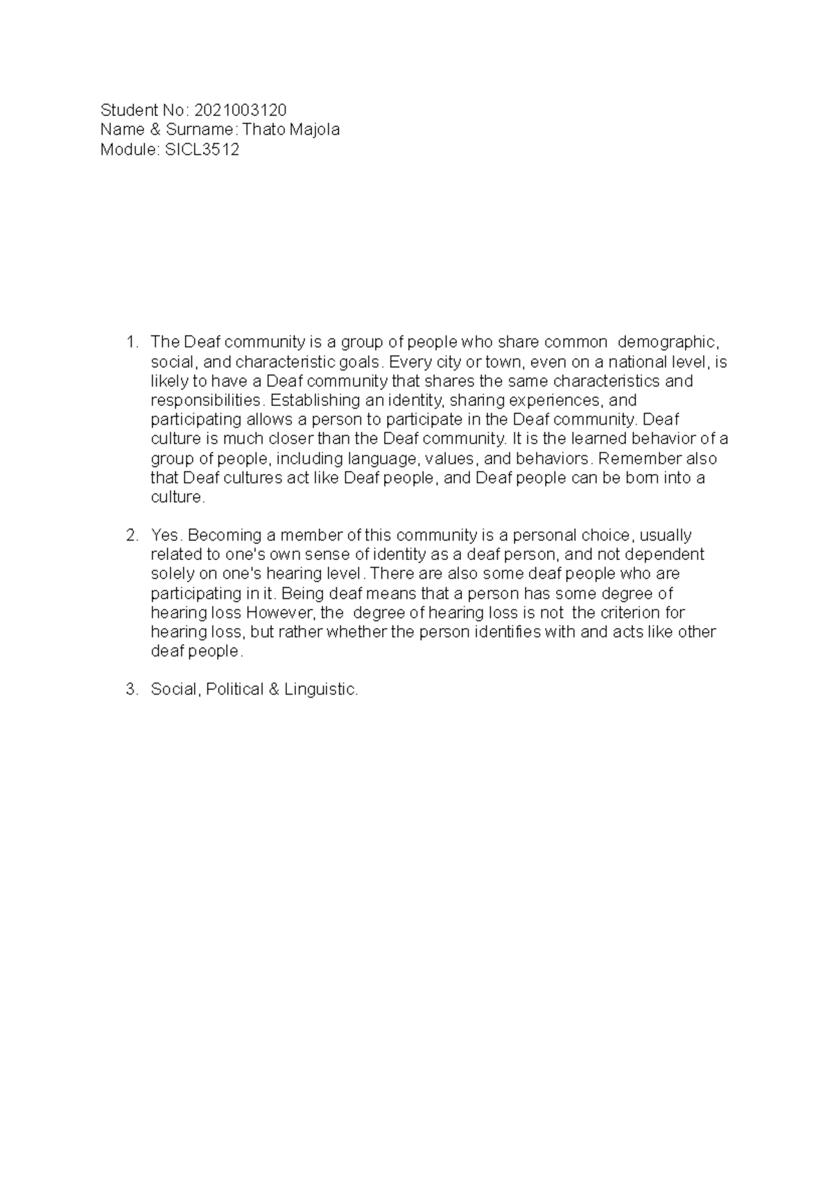 Sicl3512 - More information about choosing sign language - Student No ...