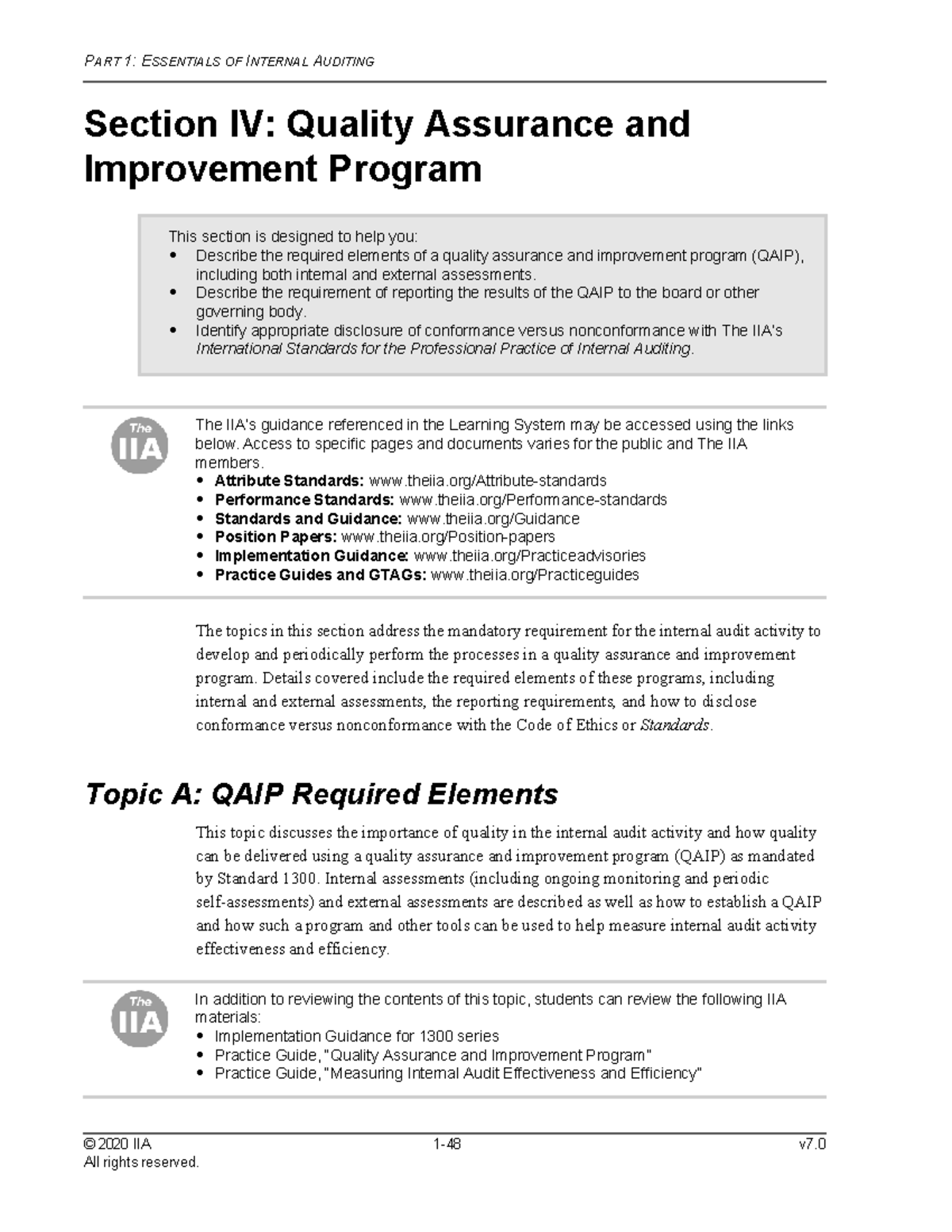IIA v7 Part1-reading-sample - PART 1: ESSENTIALS OF INTERNAL AUDITING ...
