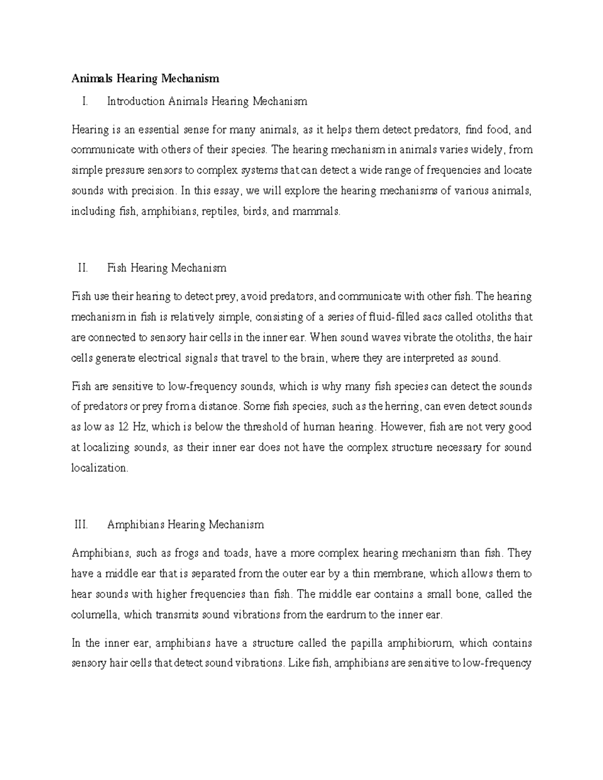 Animals Hearing Mechanism - Introduction Animals Hearing Mechanism ...