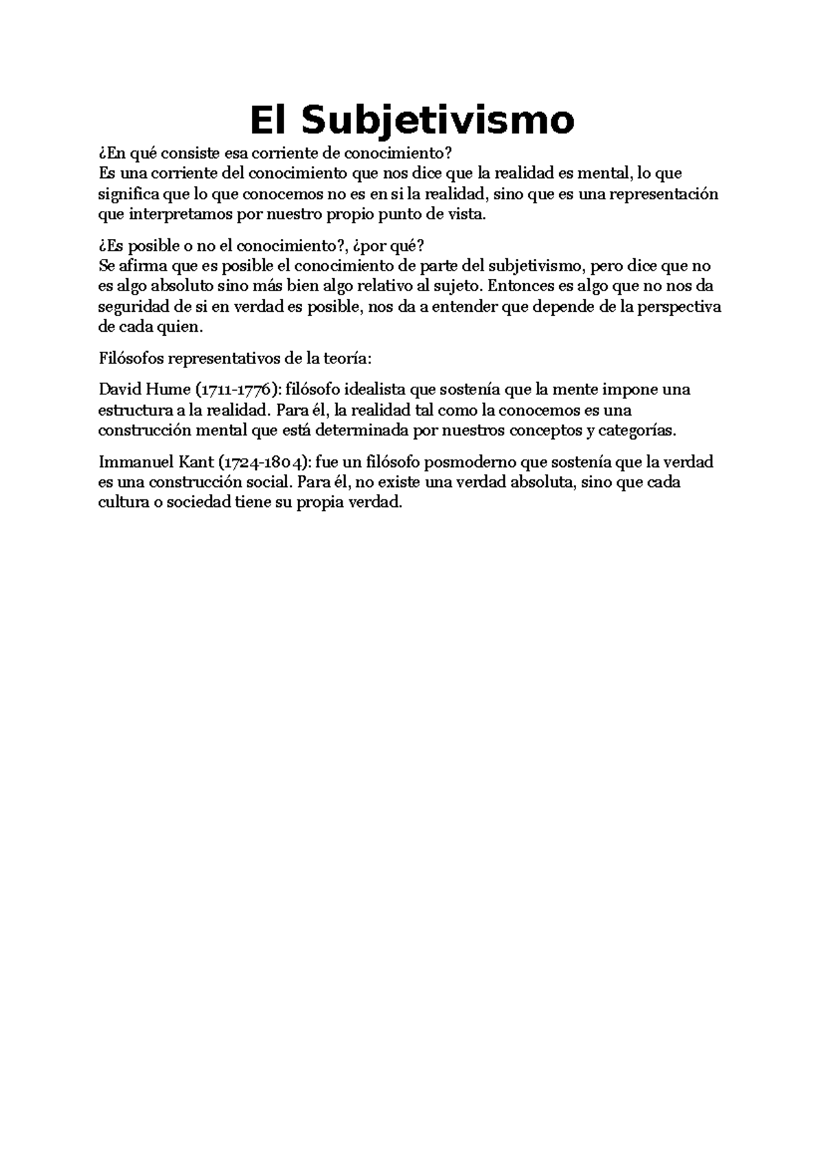 El Subjetivismo - El Subjetivismo ¿En qué consiste esa corriente de ...