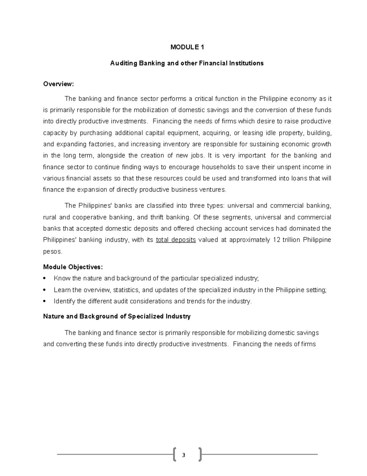 Module 1 Auditing and Assurance Specialized Industries - MODULE 1 ...