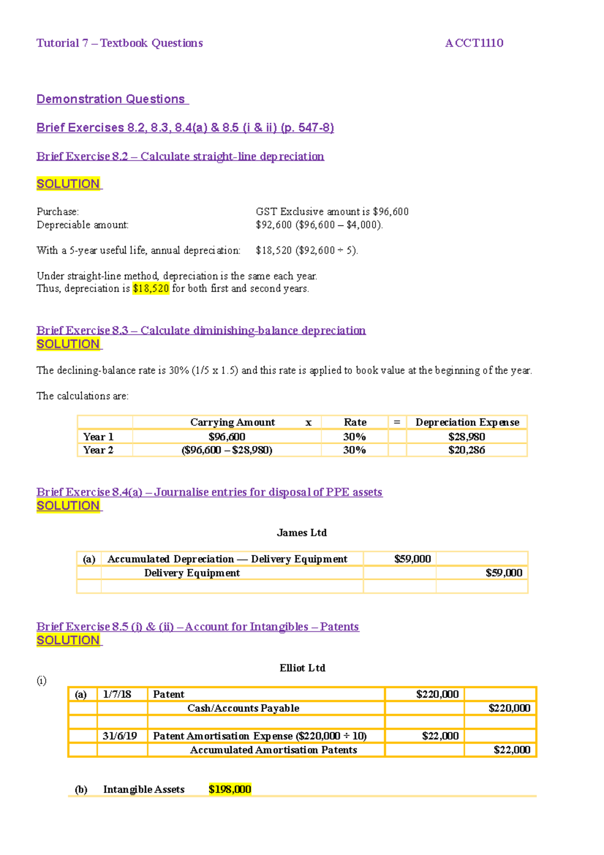 Tutorial 7 Textbook Questions Demonstration Questions Brief Exercises 8 ...