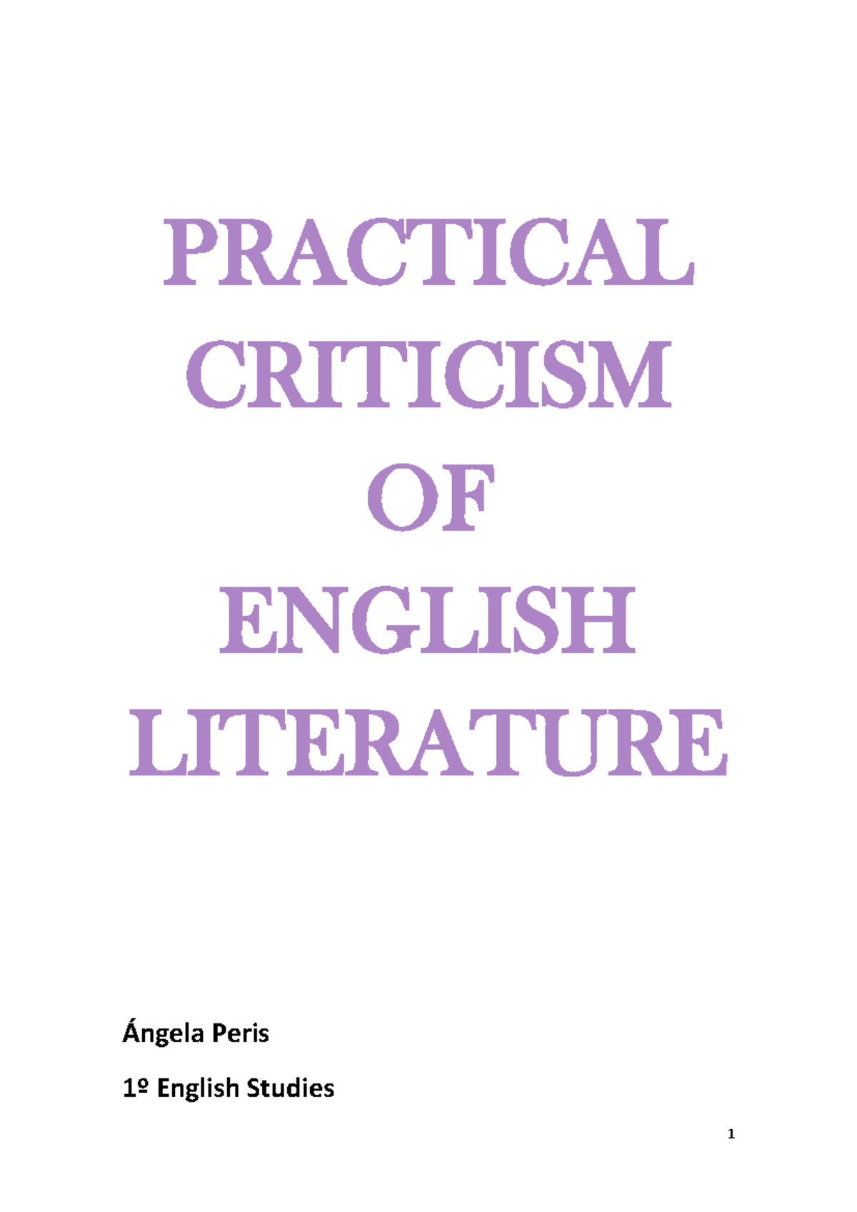 Practical Criticism OF English Literature - PRACTICAL CRITICISM OF ...