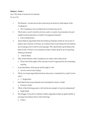 Quiz Federalism - Module 2: Week 2 Quiz: Federalism 28 out of 30 In ...