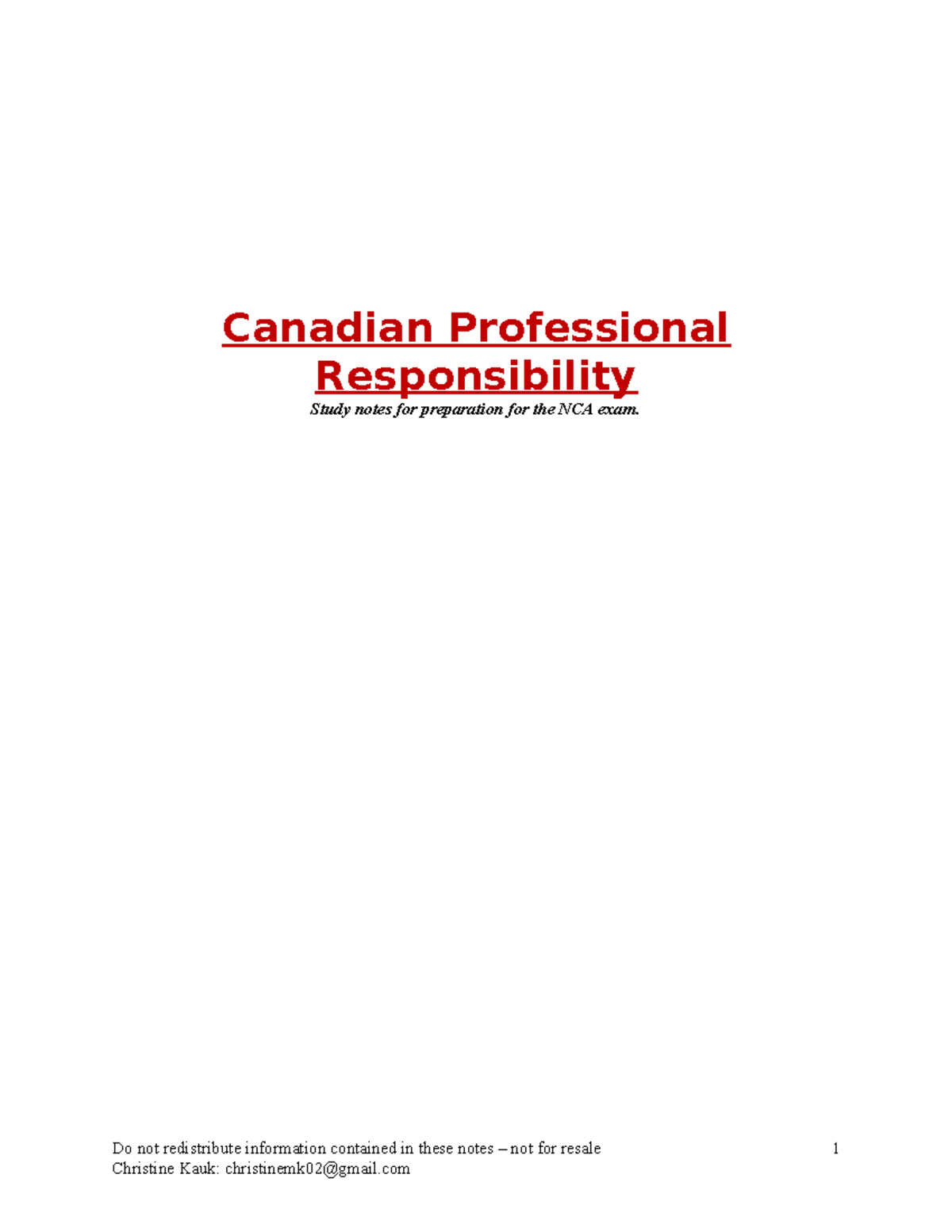 PR NCA notes 2017 - Pg# - Canadian Professional Responsibility Study ...