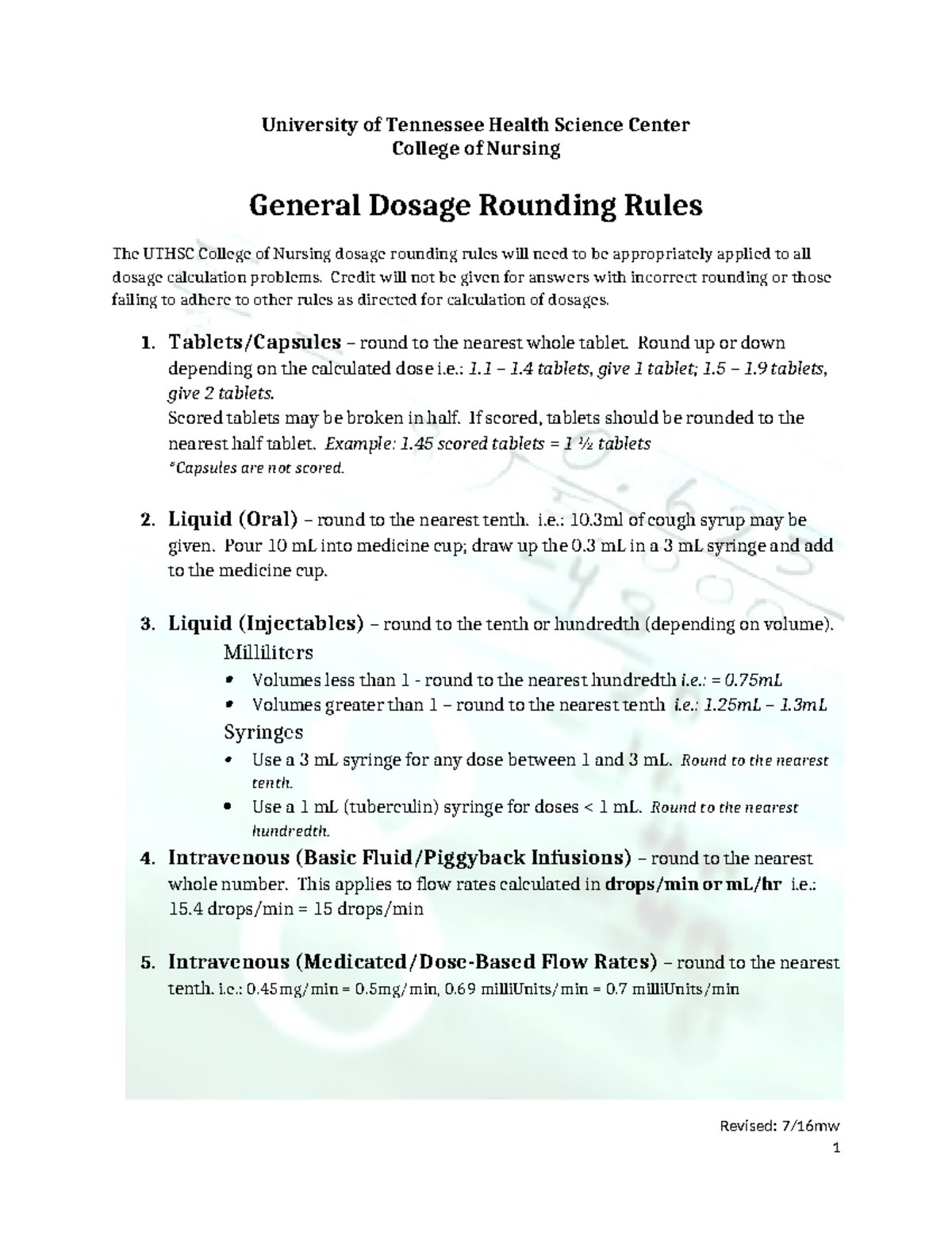 General dosage rounding rules - University of Tennessee Health Science ...
