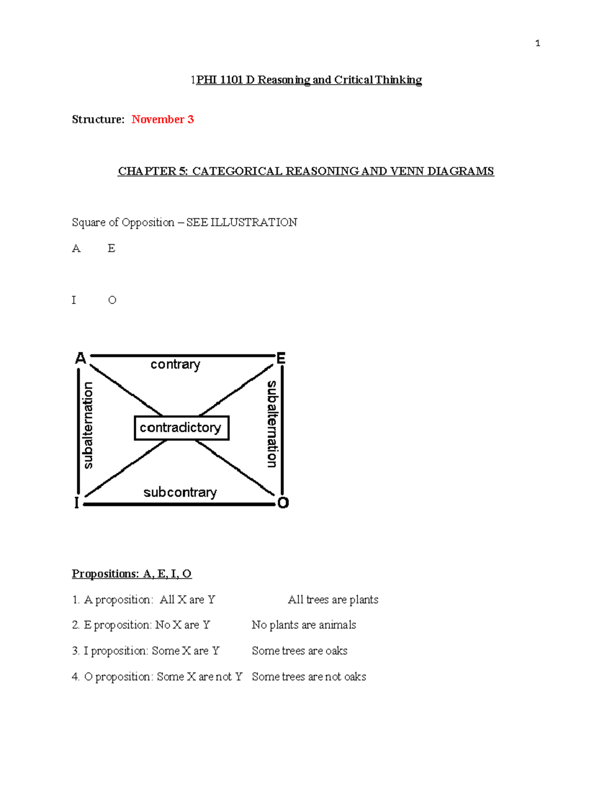 9. Structure November 3 - 1 PHI 1101 D Reasoning and Critical Thinking Structure: November 3 ...
