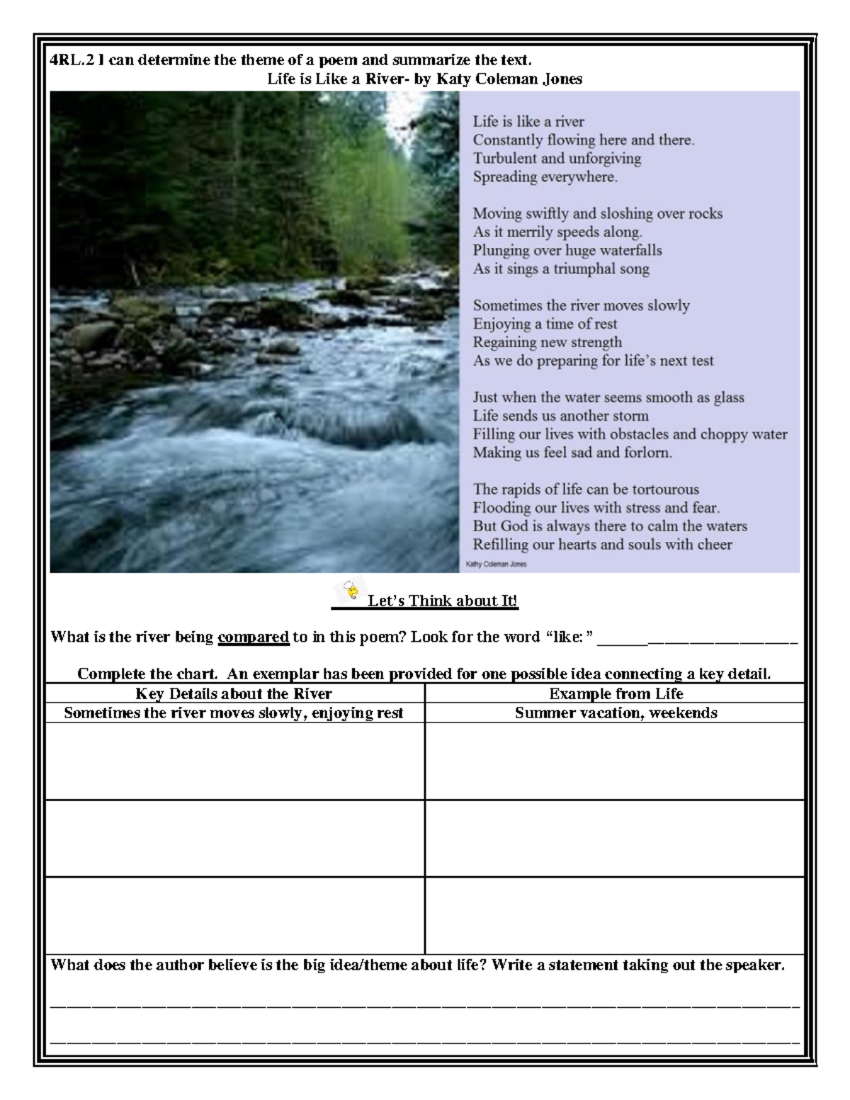 4Rl2Themein Poetry-1 - I am not sure what is needed here - 4RL I can ...
