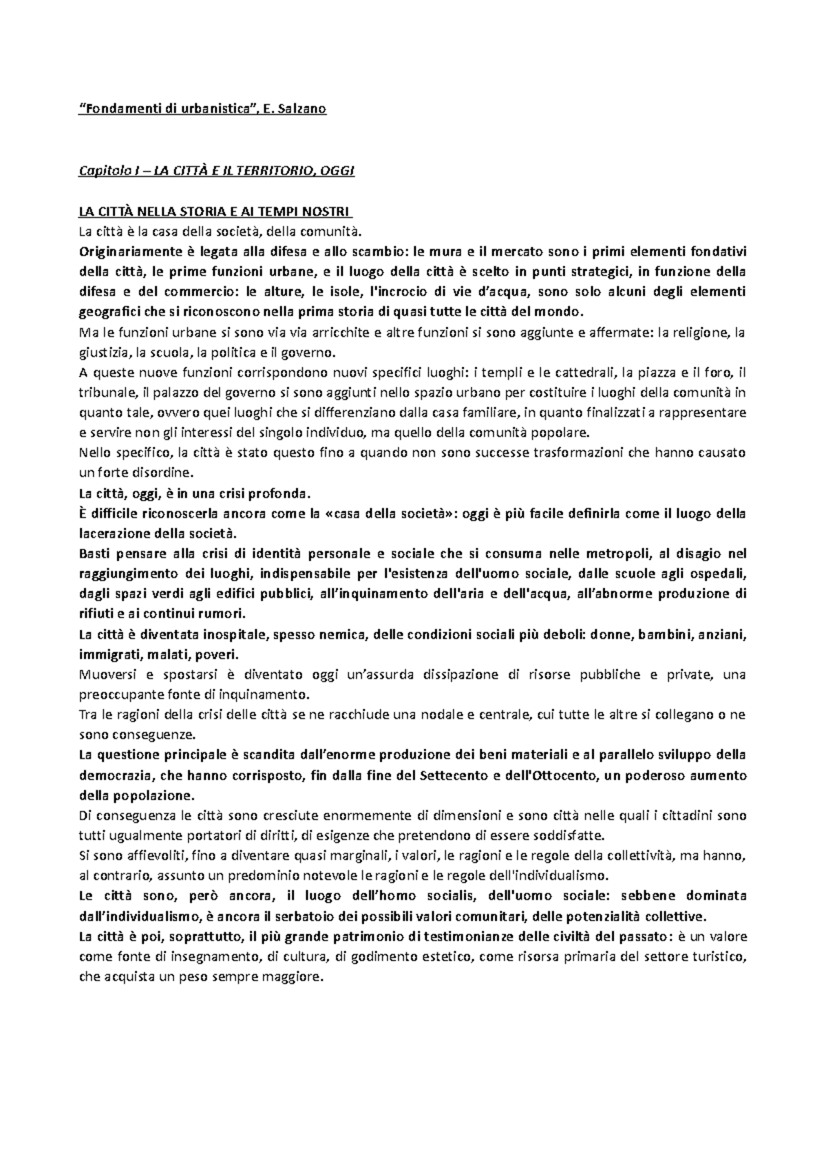 Fondamenti di urbanistica - “Fondamenti di urbanistica”, E. Salzano ...