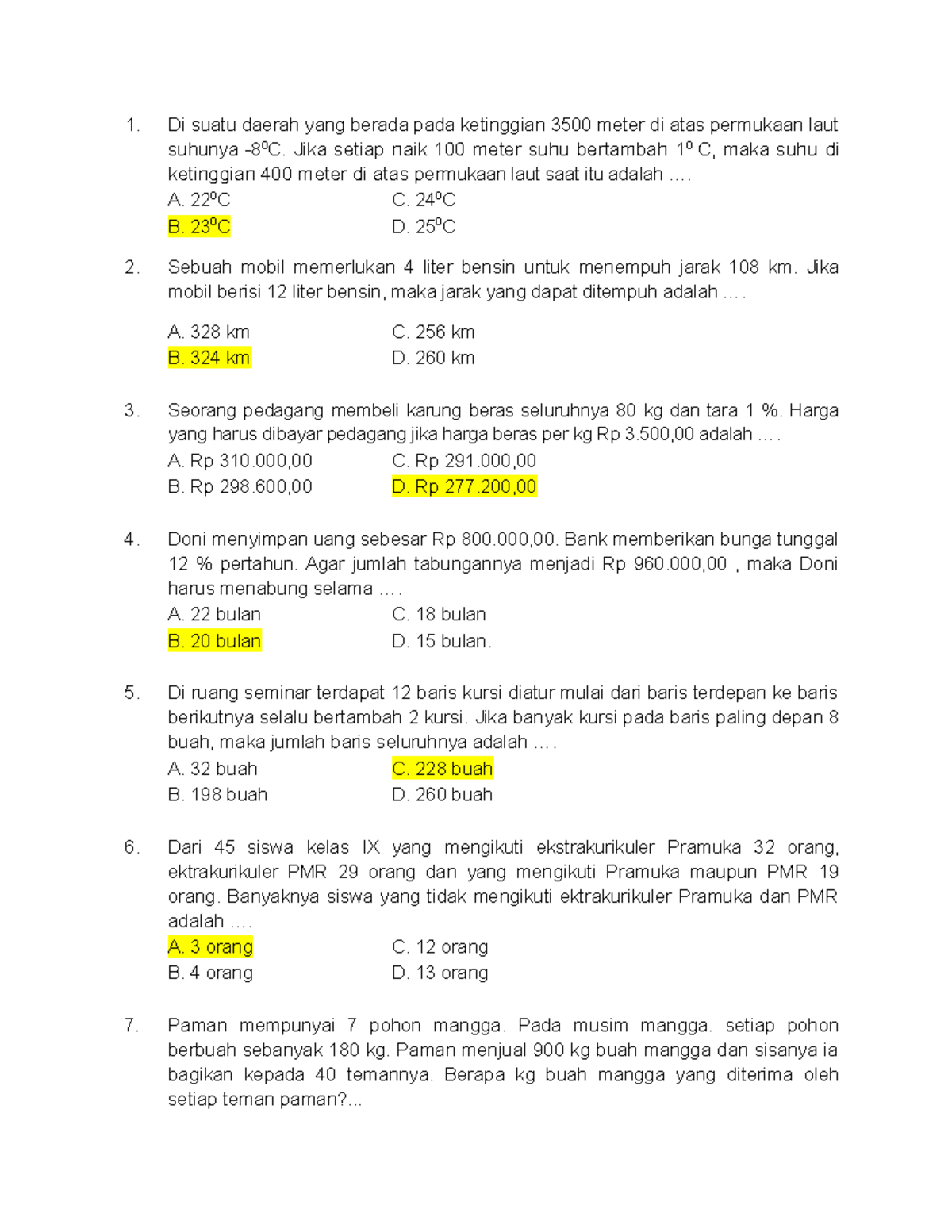 Matematika - Math practice for Junior High School in Indonesia. (With ...
