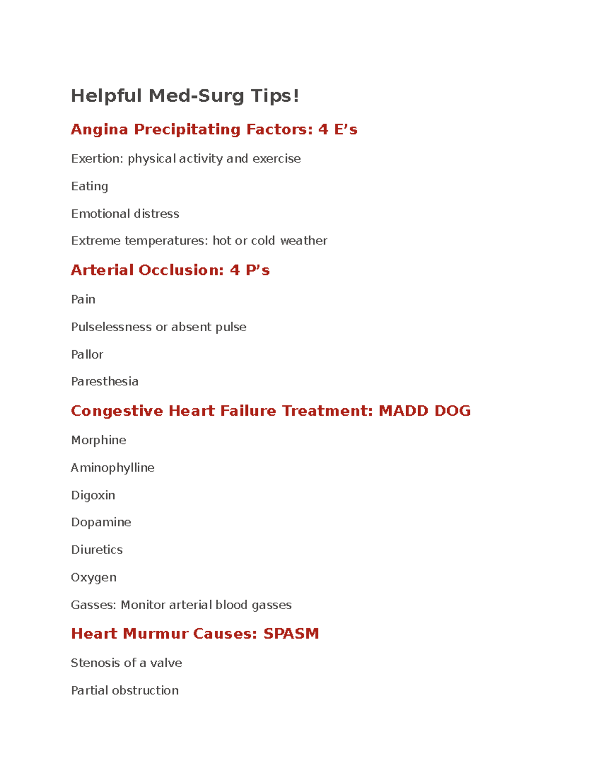 Med surg helpful tips - useful medical surgical practice tips for ...