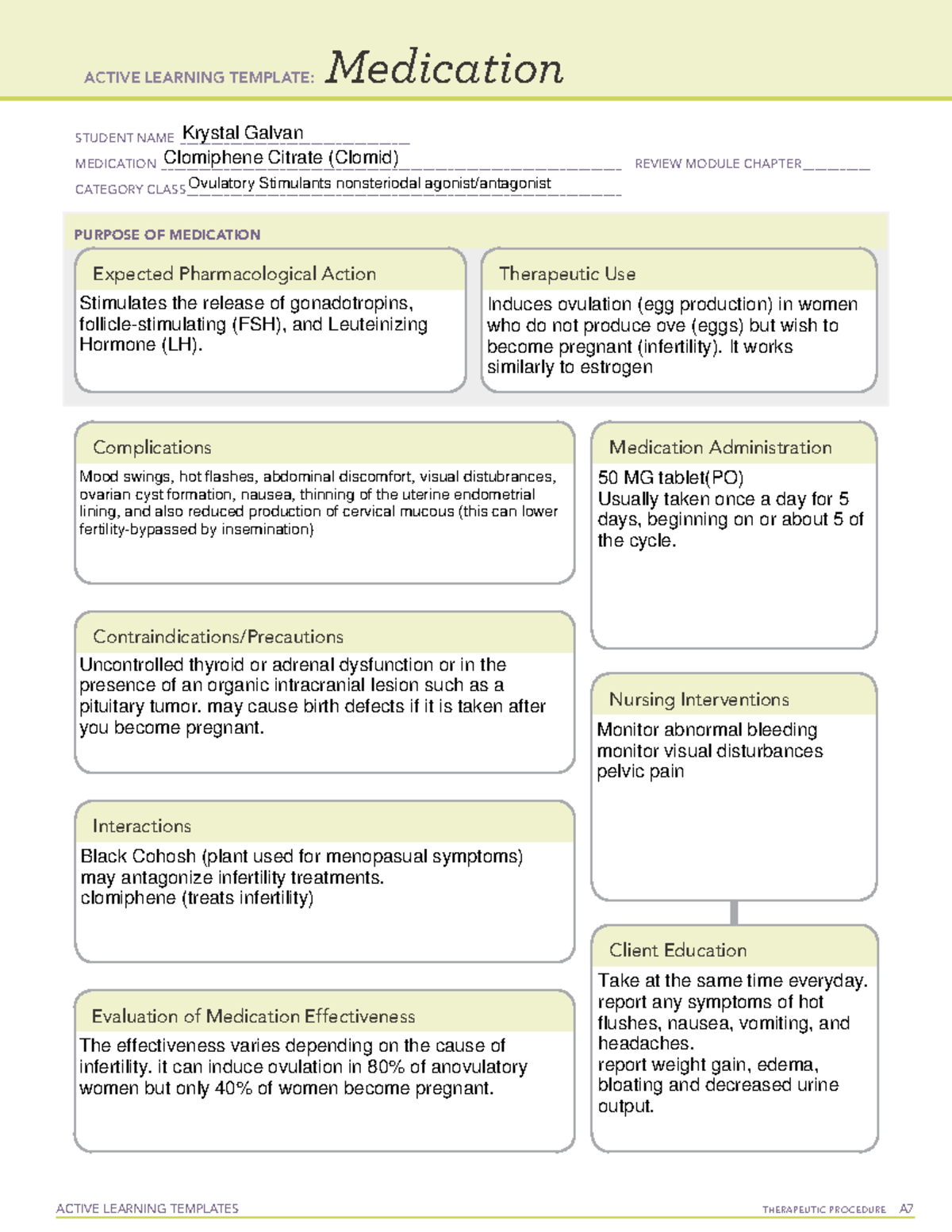 Clomid medication Tremplate Print - ACTIVE LEARNING TEMPLATES ...