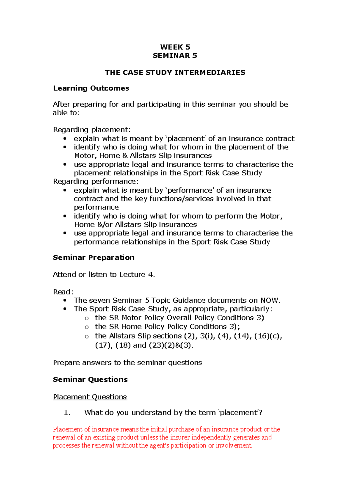 Week 5 Seminar Worksheet The Case Study Intermediaries - WEEK 5 SEMINAR ...