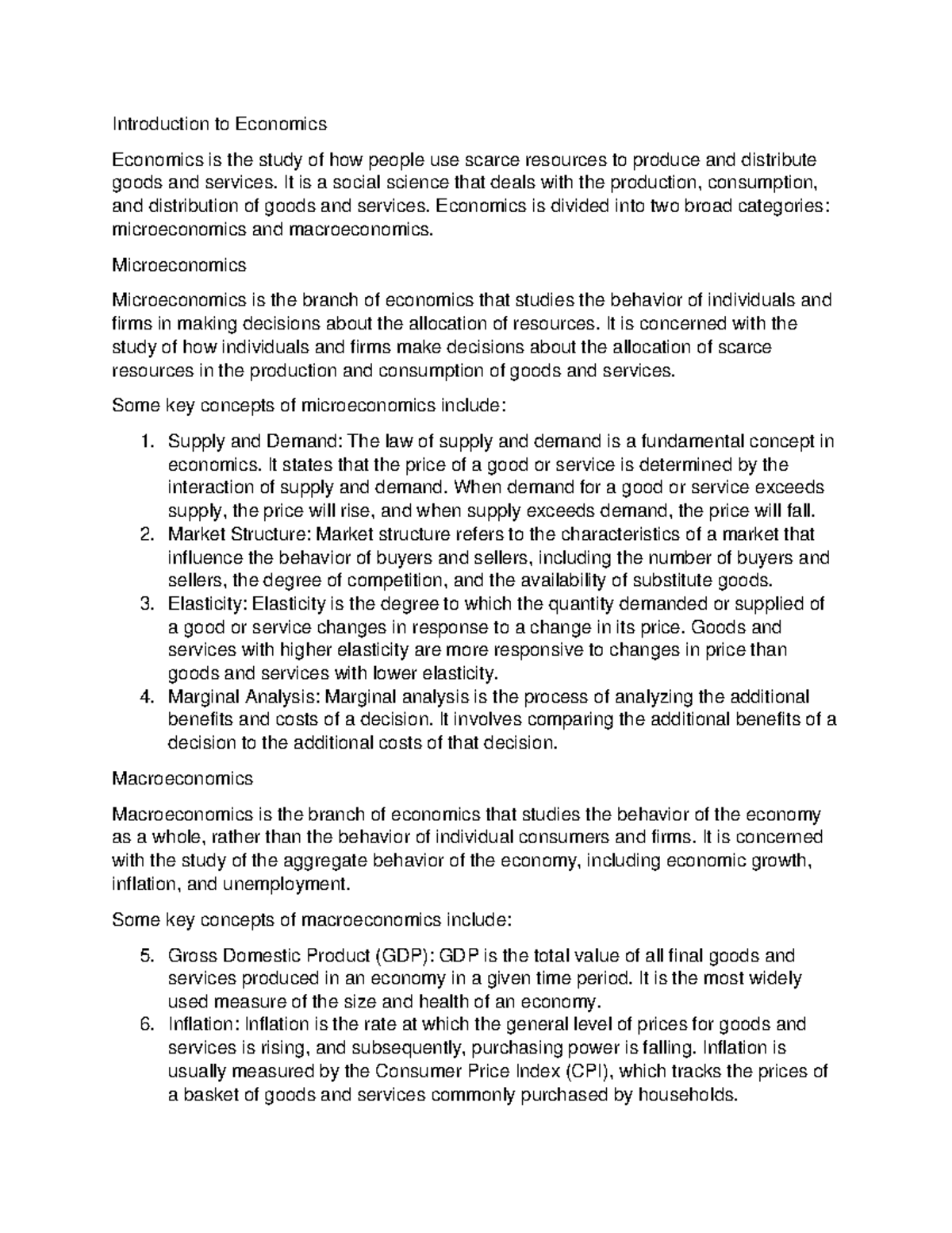 Econ - Econ - Introduction to Economics Economics is the study of how ...