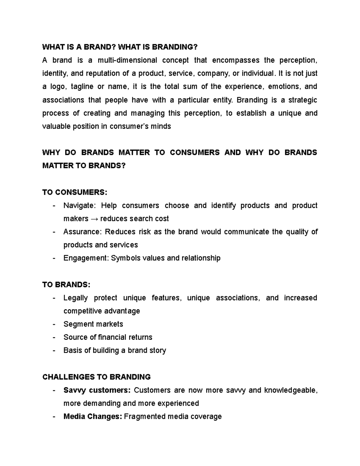 CET310 EXAM Revision ( Concised) - WHAT IS A BRAND? WHAT IS BRANDING? A ...