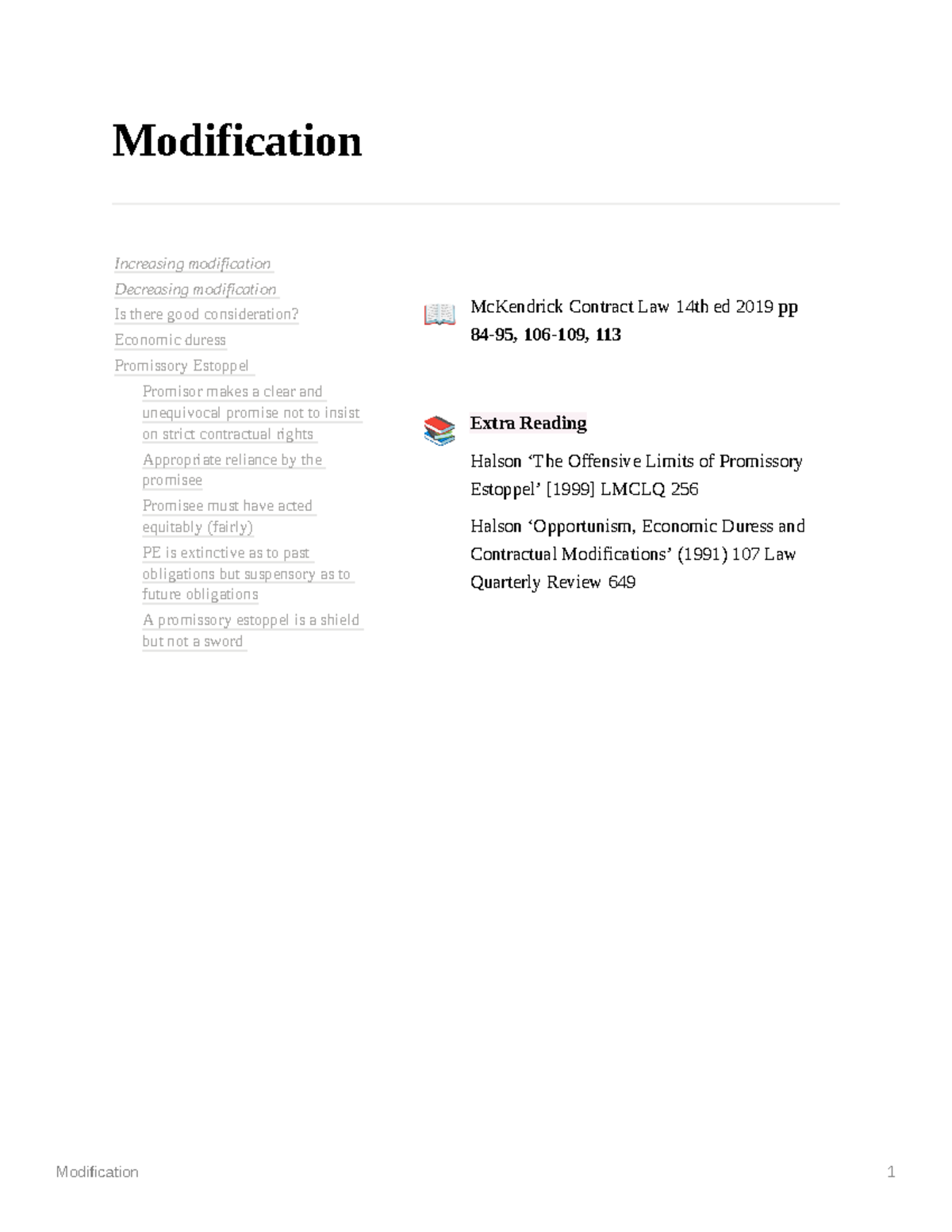 Modification - Modification Ä McKendrick Contract Law 14th ed 2019 pp ...