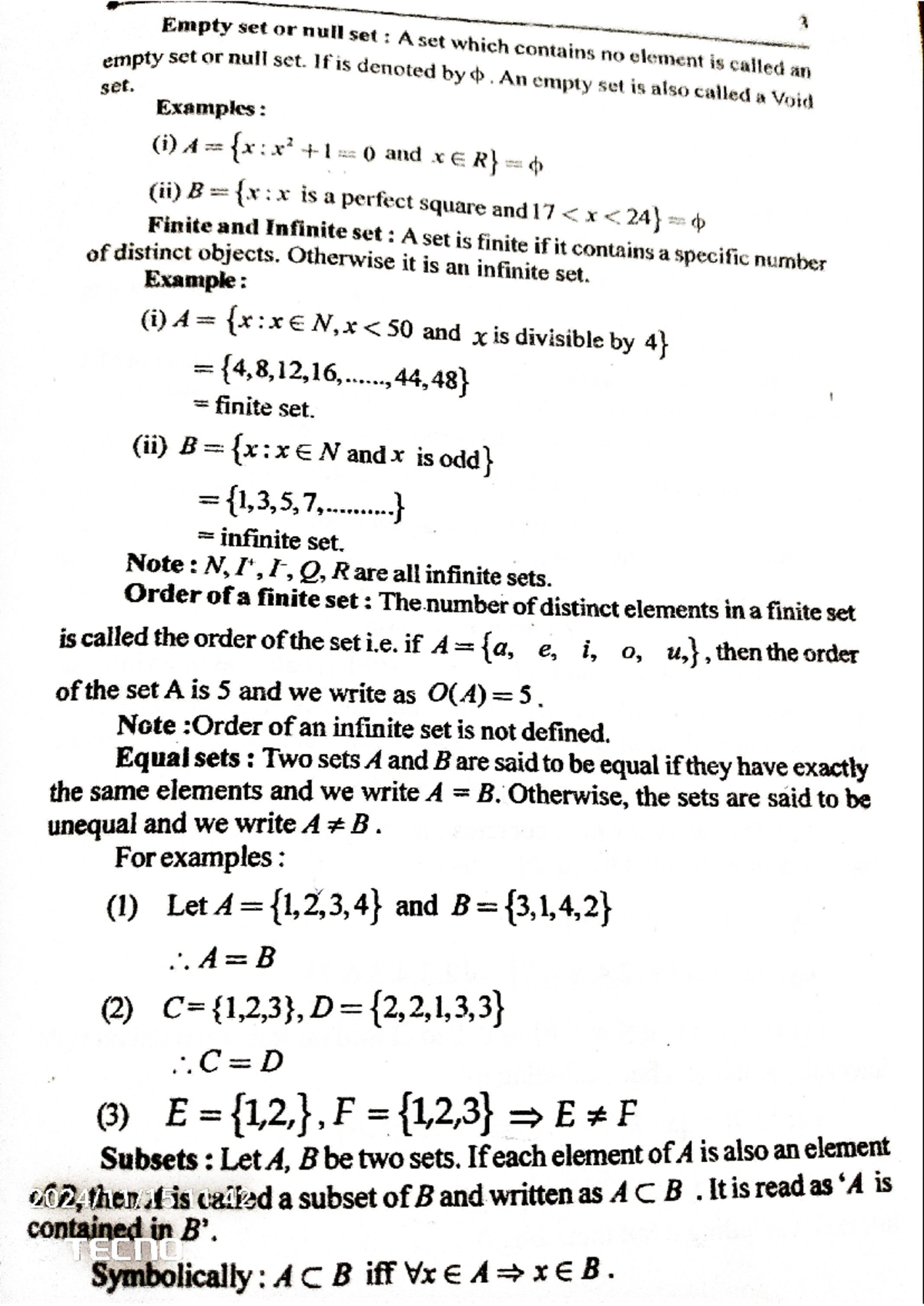 Sets Theo Notes On Set Theory Empty Set Or Null Set Or Set Null If Is Set A Set Which