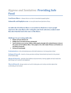 Topic 1 Introduction to Food Safety - Topic 1: Introduction to Food ...