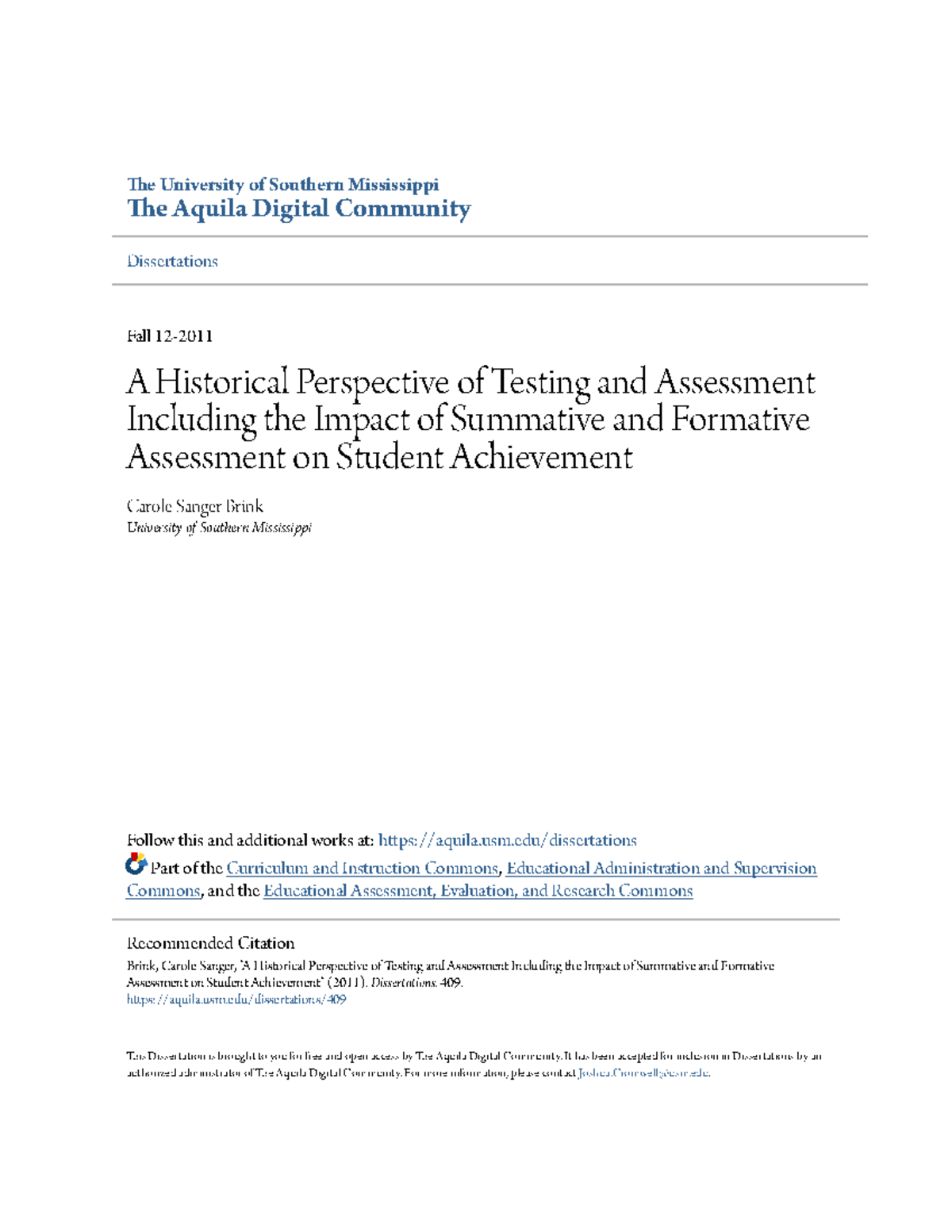 A Historical Perspective of Testing and Assessment Including the - usm ...