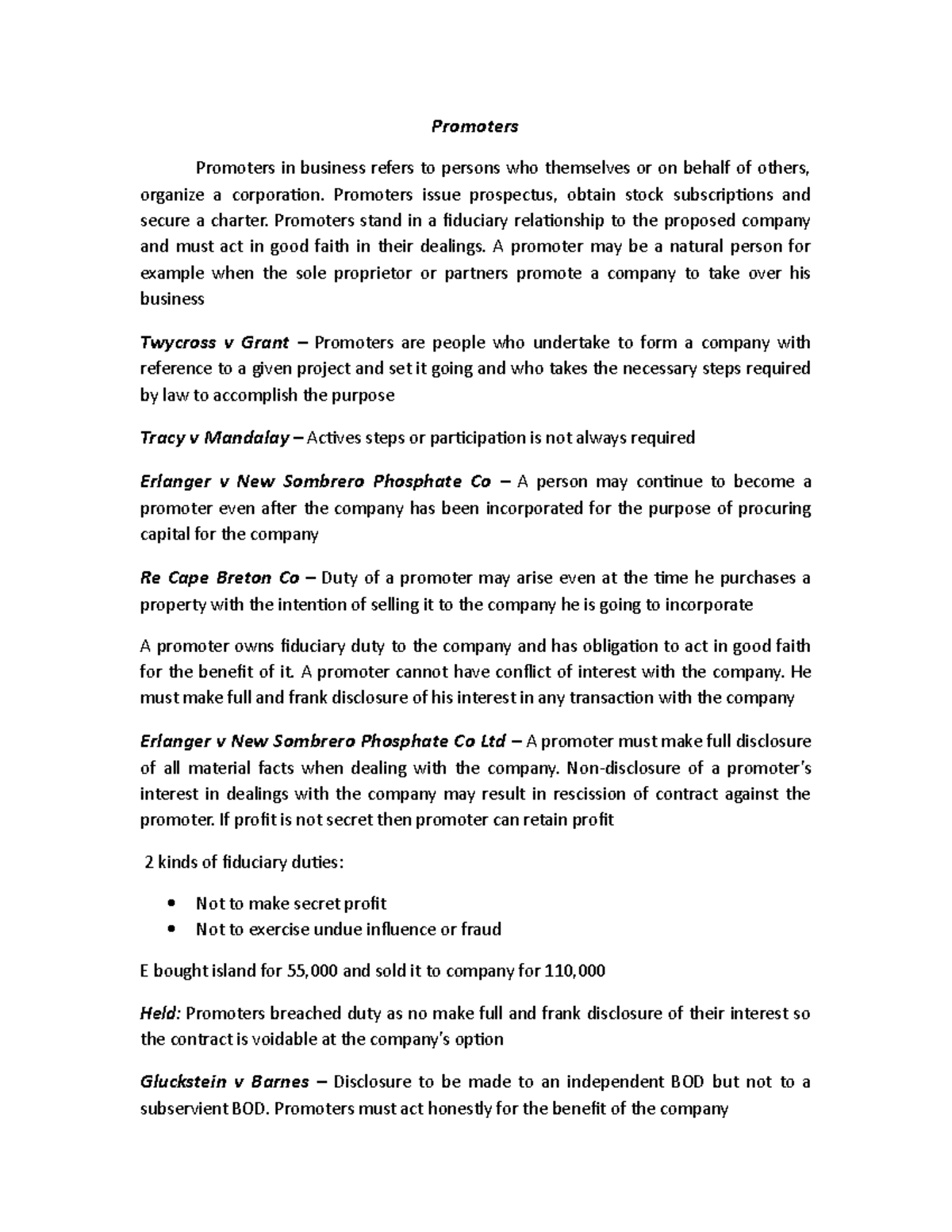 Promoters - Lecture notes 2 - Promoters Promoters in business refers to ...