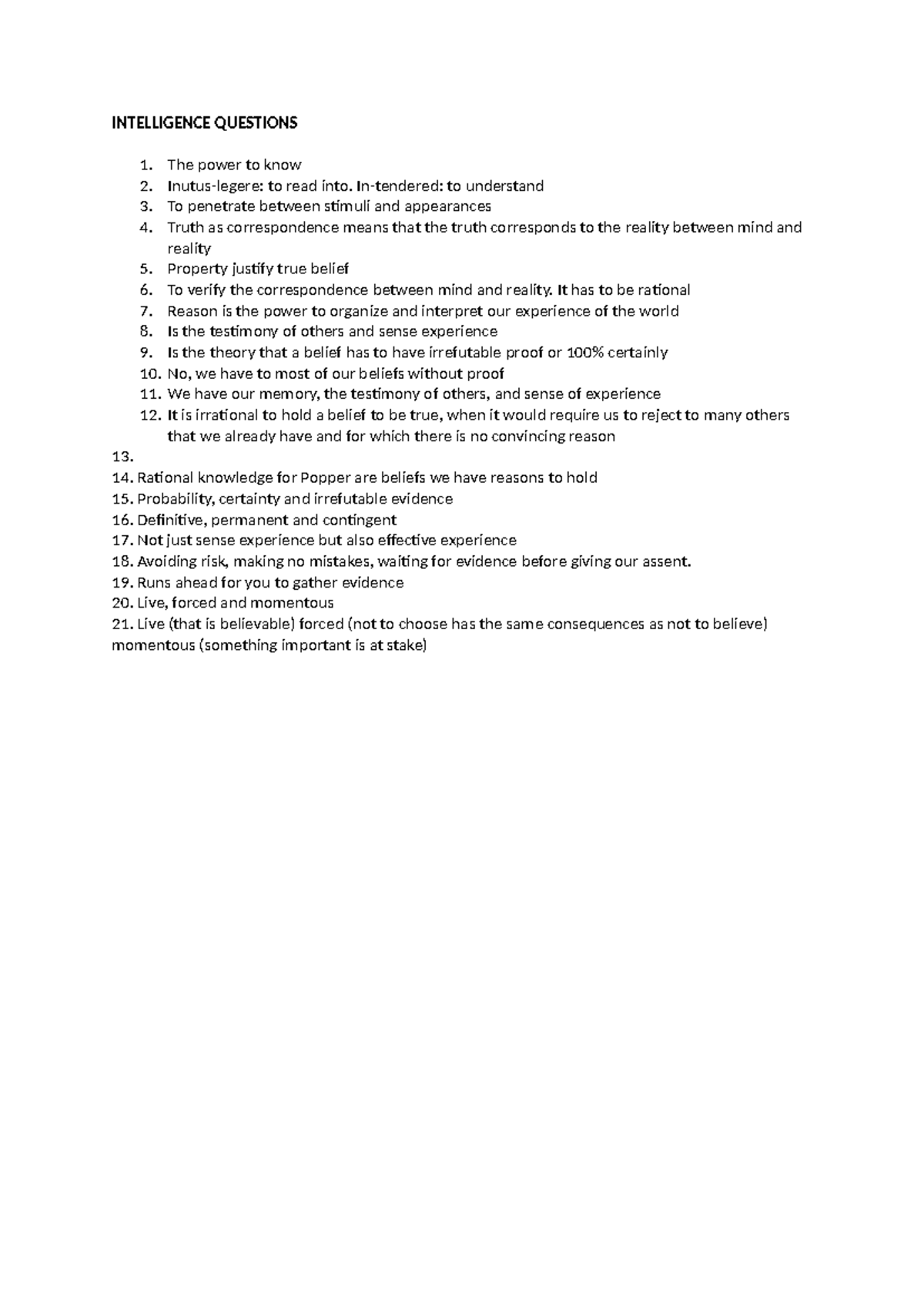 Intelligence Questions - INTELLIGENCE QUESTIONS The power to know ...