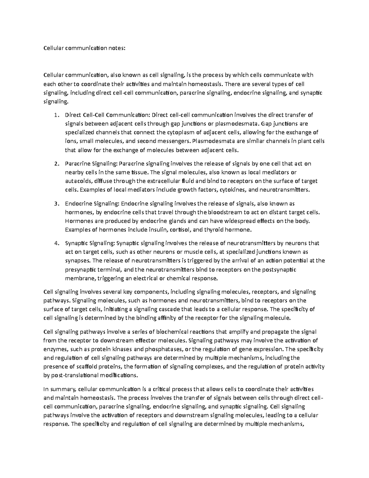 Cellular Communication Notes Cellular Communication Notes Cellular