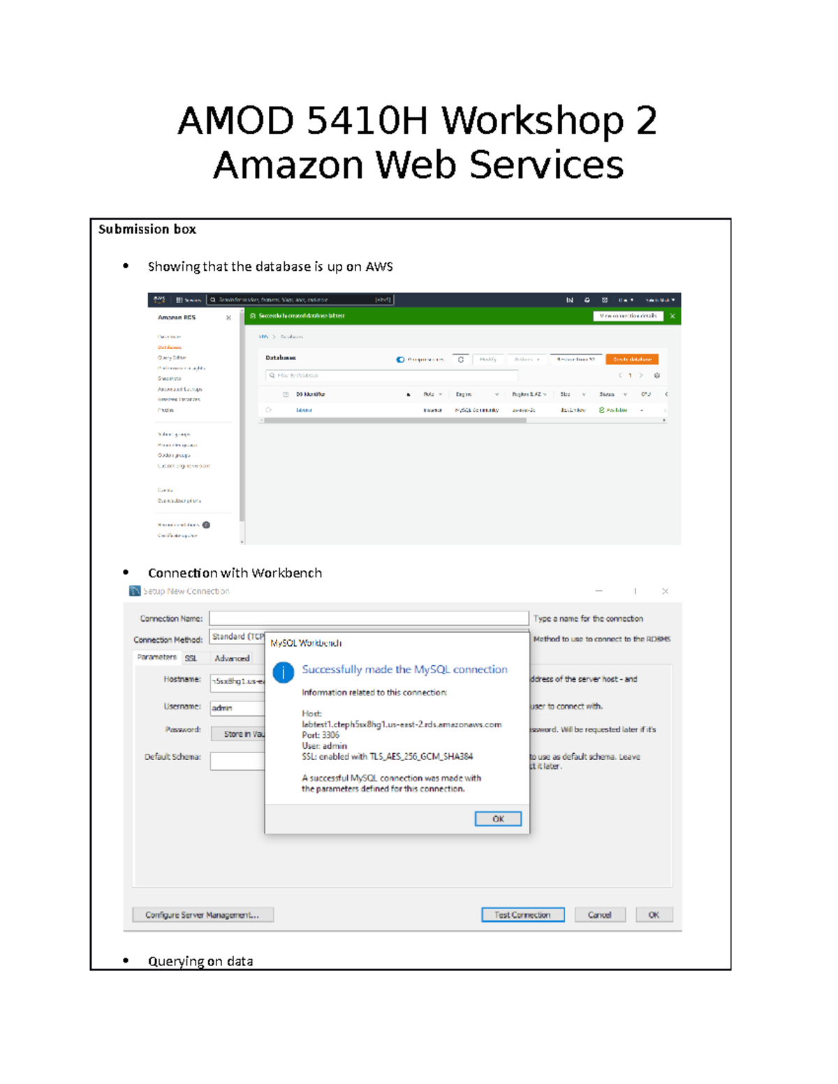 Lecture 2 W2 AWS - Practical 2 which is based on AWS - AMOD 5410H ...