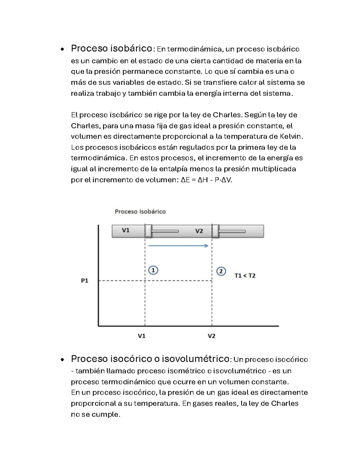 Trabajo fisica - • Proceso isobárico: En termodinámica, un proceso ...
