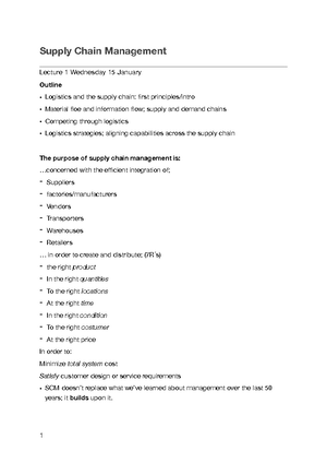 Lecture 1 notes - Supply chain Introduction ppt What is supply chain ...