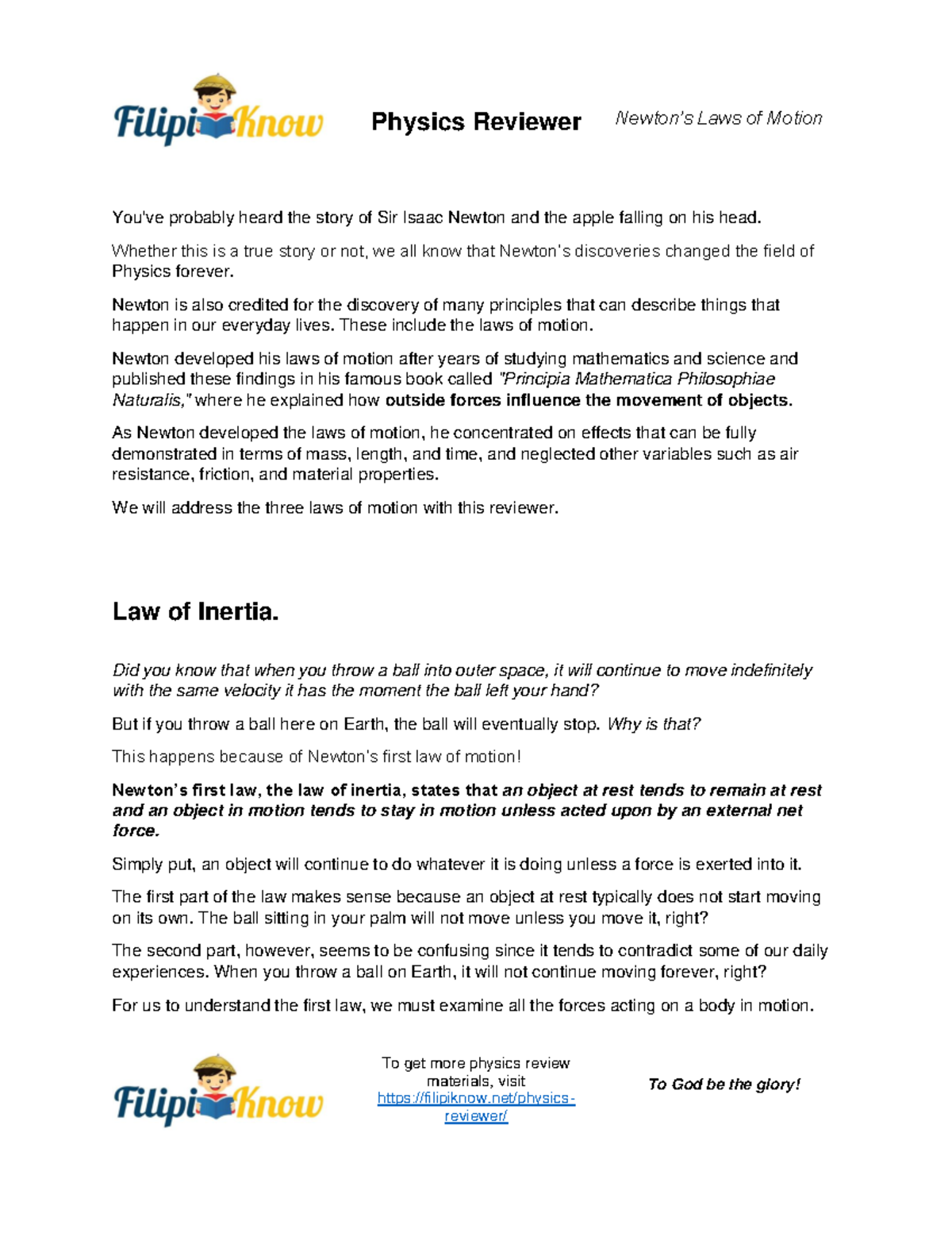 Mechanics Newtons-Laws-of-Motion - To get more physics review materials ...