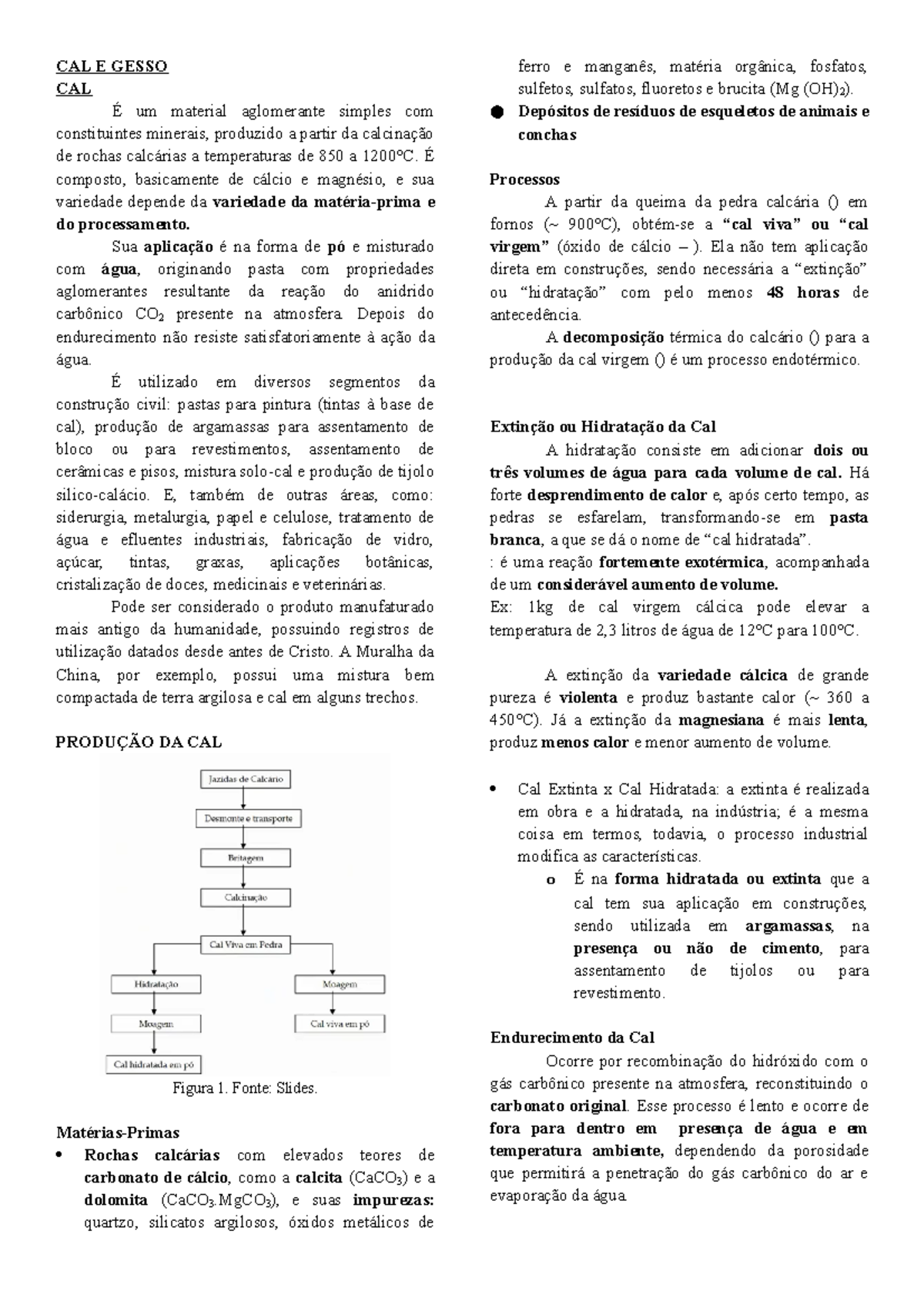 Aula 05 - Cal e Gesso - adv - CAL E GESSO CAL É um material aglomerante ...