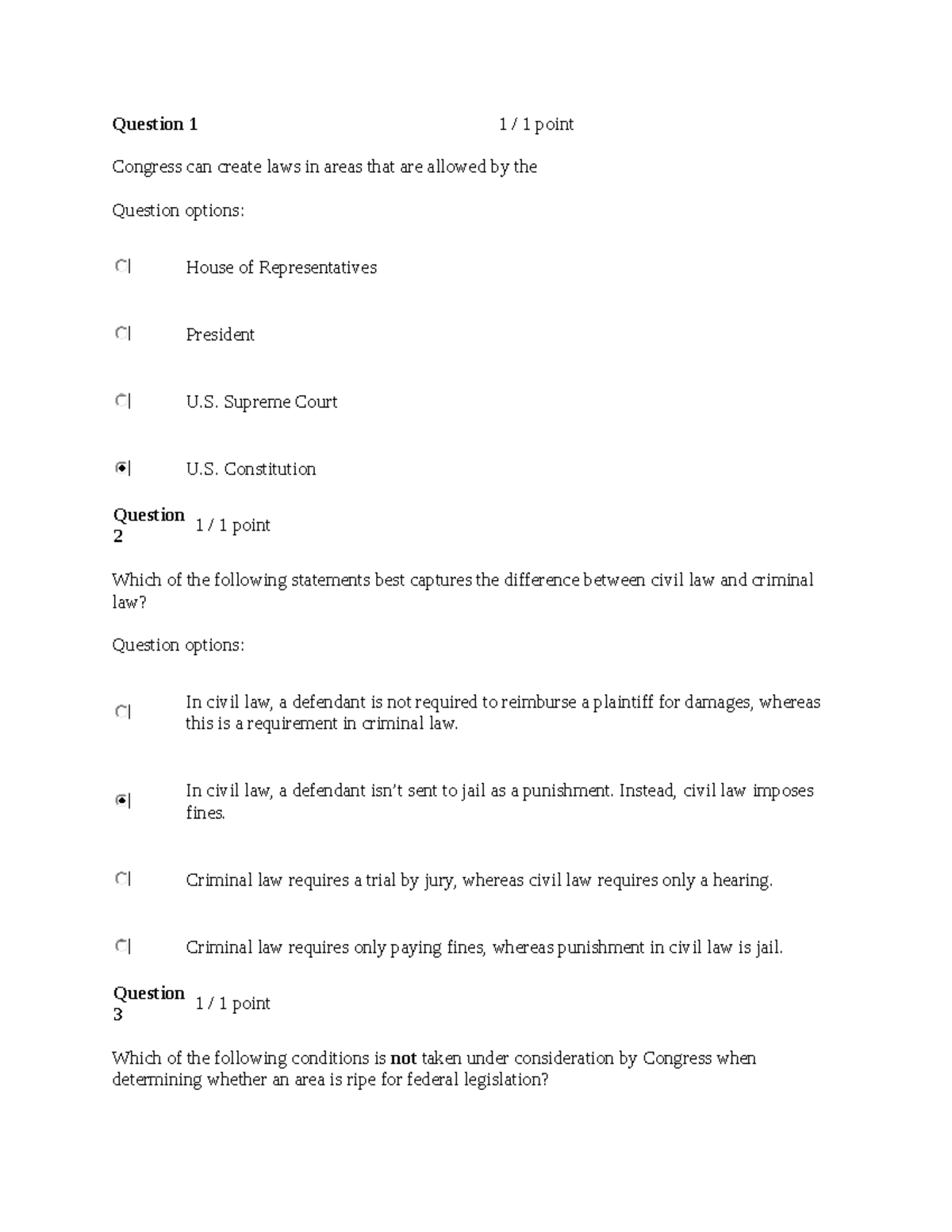 Cyb 260 mod 4 quiz.docx - quiz - Question 1 1 / 1 point Congress can ...