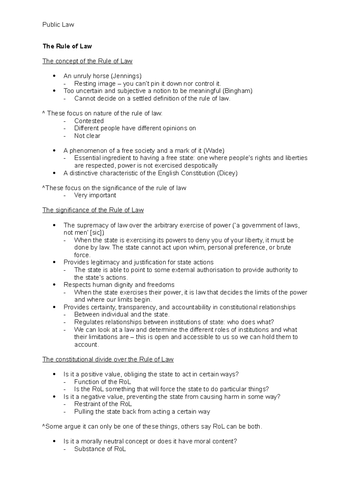 The Rule of Law - Week 3 - The Rule of Law The concept of the Rule of ...
