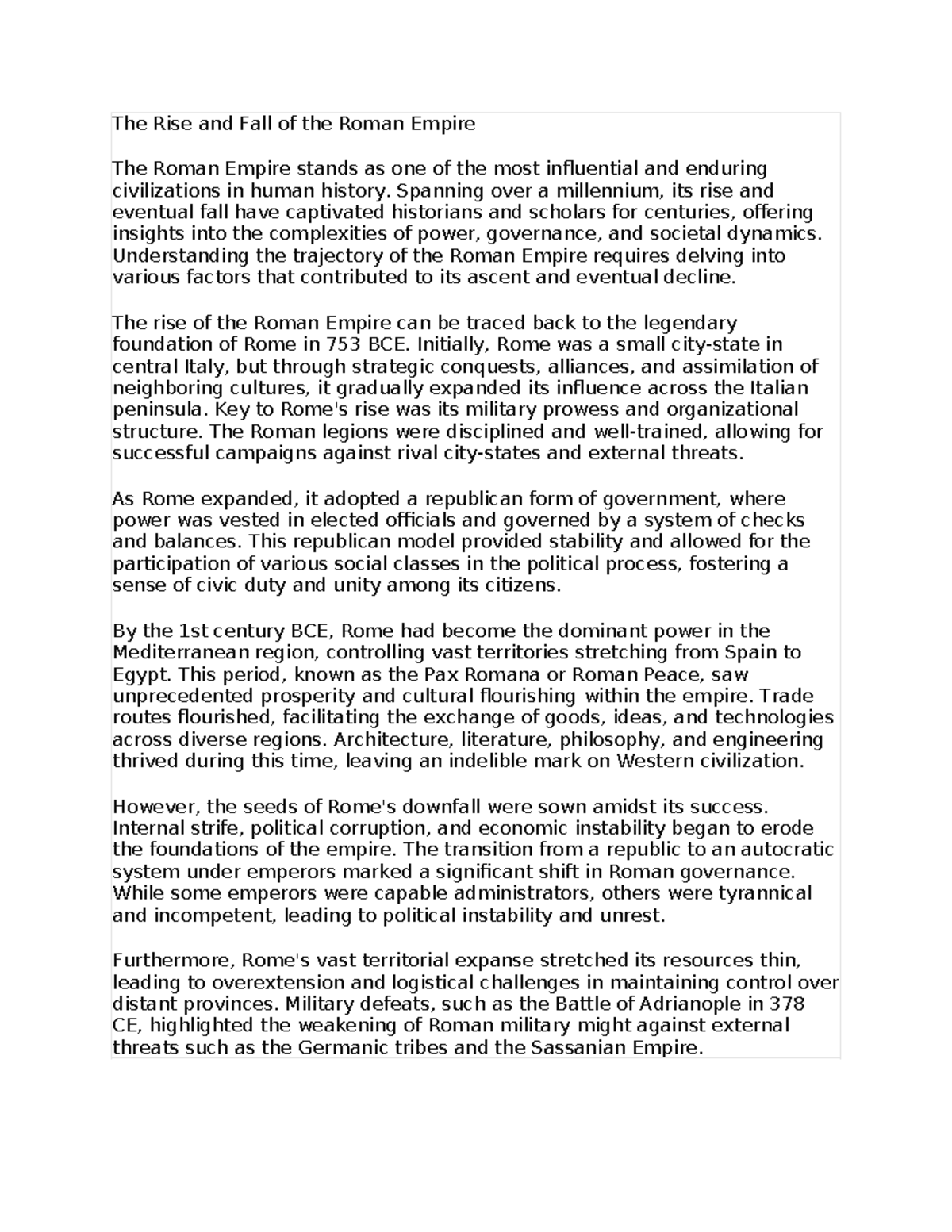 The Rise and Fall of the Roman Empire - Spanning over a millennium, its ...